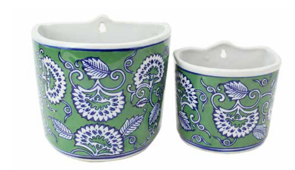 Vintage Green Pattern Ceramic Wall Pots – The Pottery Boutique